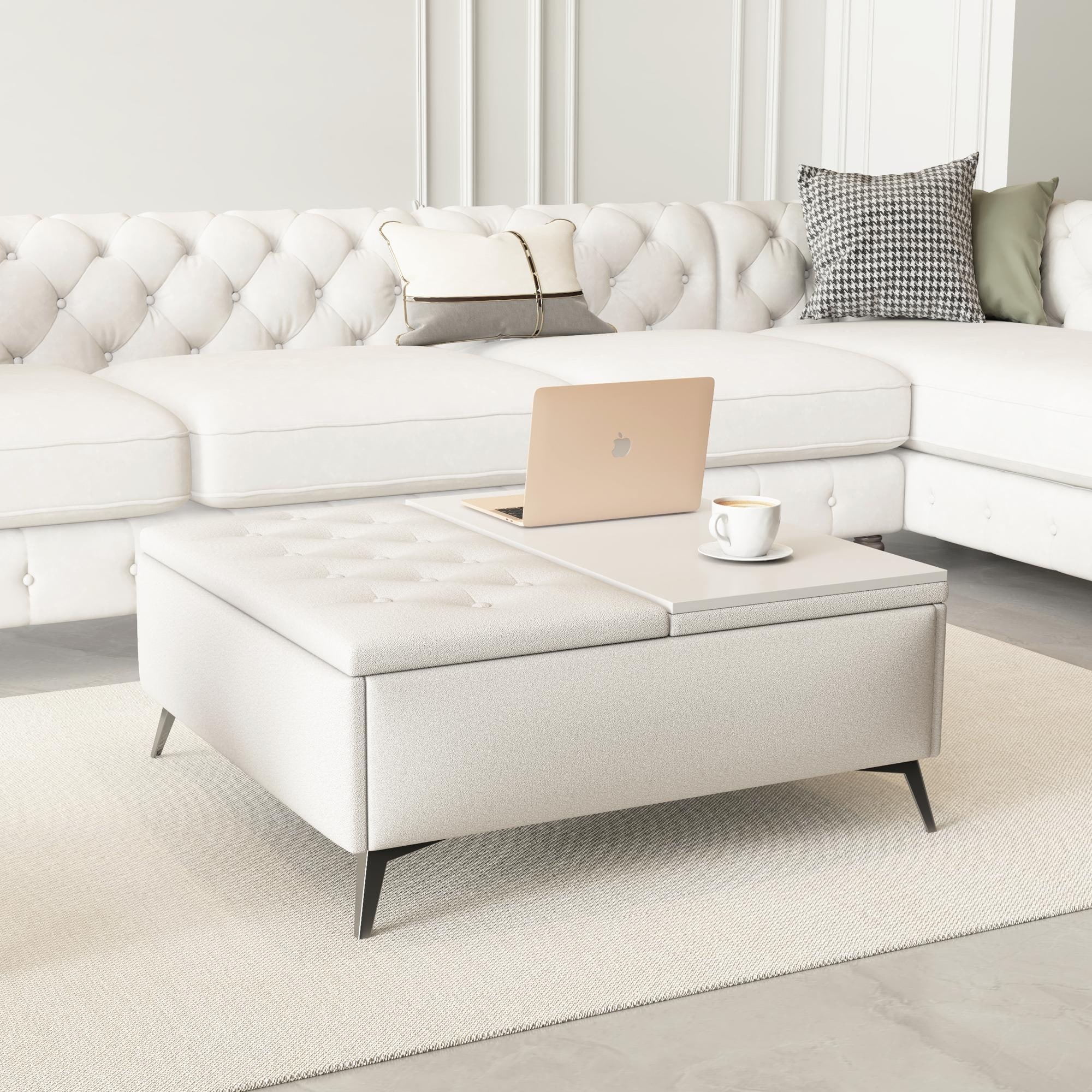 White ottoman coffee table store