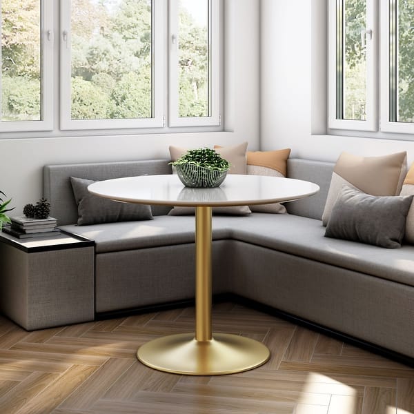 Furniture of America Priya High Gloss & Gold 42-inch Round Dining Table ...