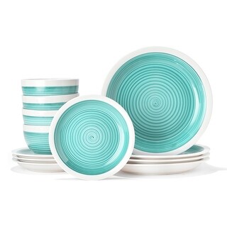American Atelier Spiral Turquoise 12 Pc Dinnerware Set - Bed Bath ...
