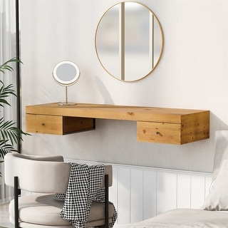 Wall Mounted Floating Vanity Desk with Drawers, Wooden Sticker - Bed ...