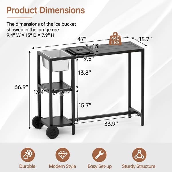 Rectangular Outdoor Dining Table, Patio Counter Height Bar Table with ...