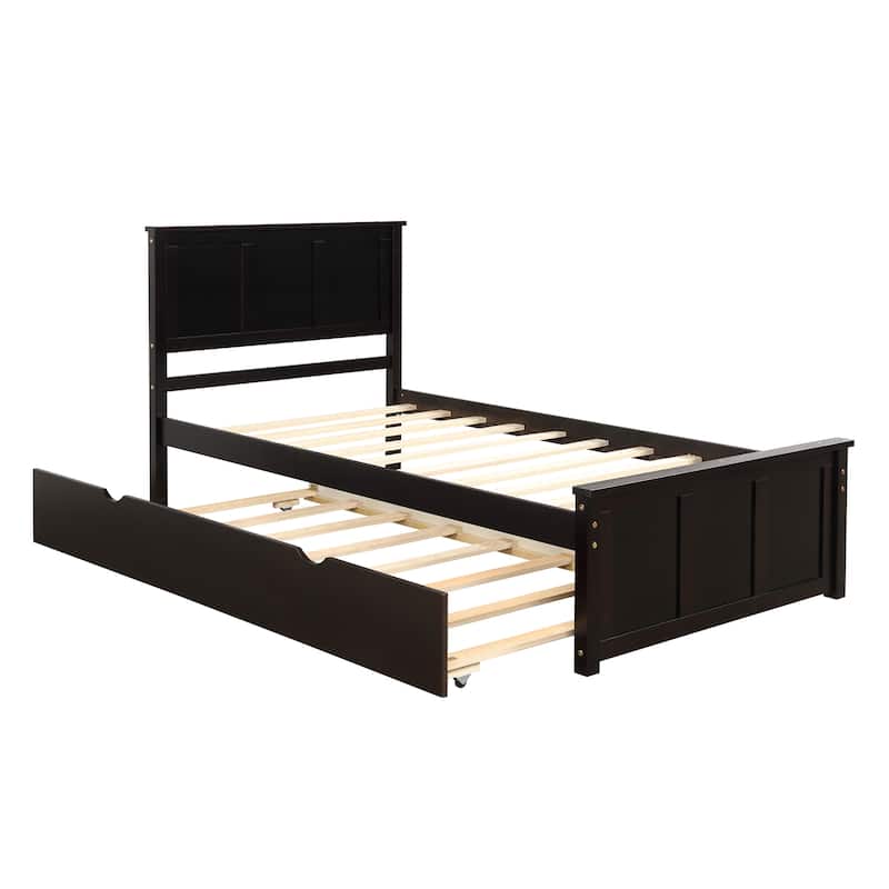 Elegant And Timeless Style Solid Pine Wood Platform Bed With Twin Size