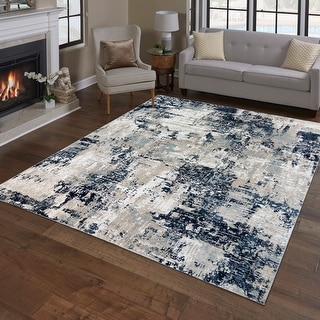 Gertmenian Majestic Omari Navy Blue Modern Abstract Area Rug - Bed Bath ...