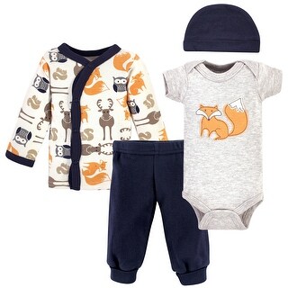 Hudson Baby Infant Boy Preemie Layette Set 4-Piece, Orange Fox, Preemie ...