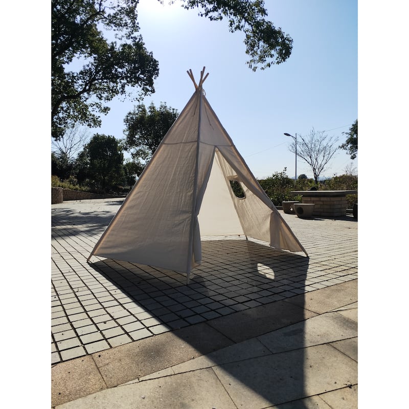 8 Ft Super Large 5Pole OffWhite Teepee Tent for Indoor And Outdoor - On ...