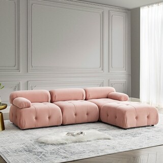 Versatile L-Shaped Modular Sectional Sofa, Reversible Ottoman, Button ...