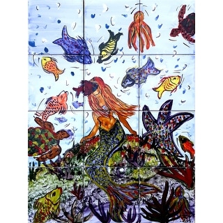 18x24 Mermaid Fish Backsplash 12pcs Ceramic Tiles Wall Mural - Bed Bath ...