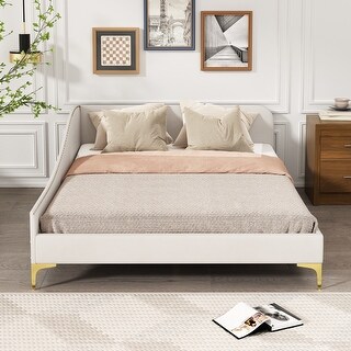 L-shape Guardrail Lady sofa, Full Semi-closed Upholstered Daybed with ...