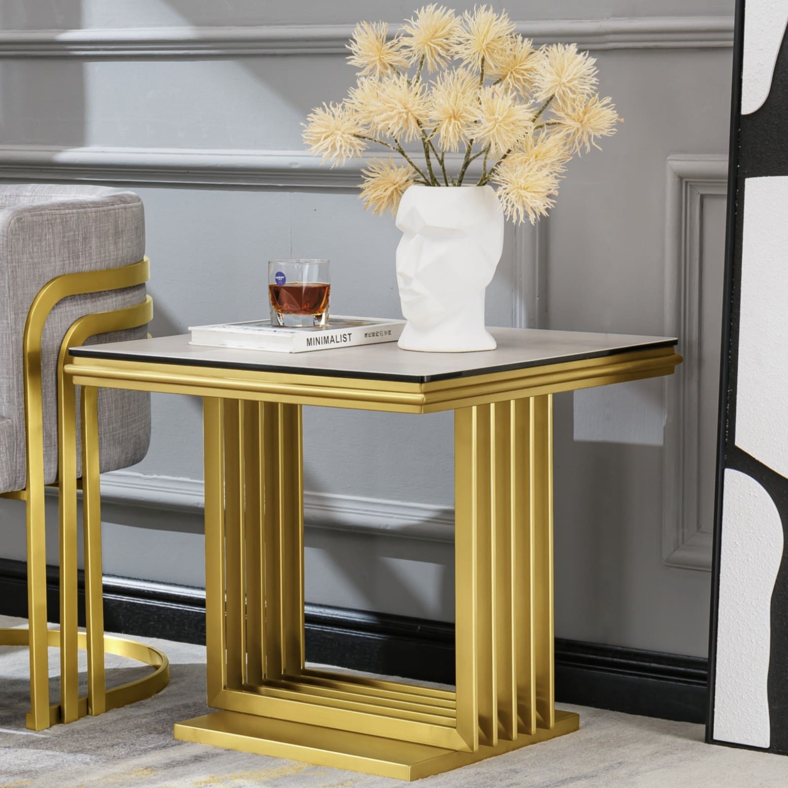 Glass and gold end tables store