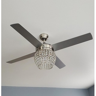 52" Plywood 4-Blade Crystal LED Ceiling Fan with Light Kit - 52-in ...