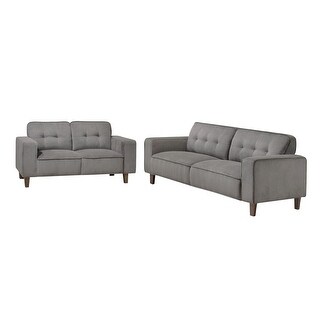 2 Piece Upholstered Tufted Track Arm Sofa Set with Tapering Legs - Bed ...