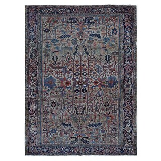 Shahbanu Rugs Beige Antique Zoroastrian Heriz with All Over Design Good ...