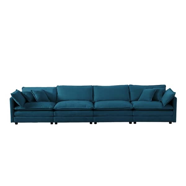 Chenille Straight Row Sectional Sofa 4 Seater Upholstered Modular Sofa ...