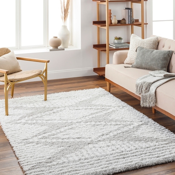 COSMOLiving Mid Century Modern Marble Cream Beige Large Fluffy Area Rug ...