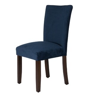 Velvet Upholstered Parsons Dining Chair with Wooden Legs, Navy Blue and ...