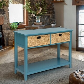 Teal Console Table with Basket Drawers and Bottom Shelf - Bed Bath ...