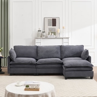 Modular Sofa, Velvet Large U-Shaped Couch Comfy Upholstered 3-Seat Sofa ...