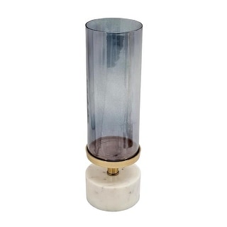 A&B Home Glass & Marble Cylindrical Hurricane - Grey Luster/White - Bed ...