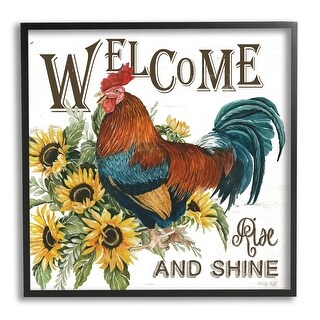 Stupell Rise & Shine Rooster Framed Giclee Art Design by Cindy Jacobs ...
