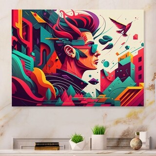 Designart 'Colorful Side Profile Of Rocker' Music Metal Wall Art - Bed ...