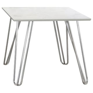 Harley Hairpin Leg Square End Table Faux White Marble - Bed Bath ...