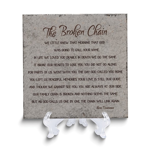 Curata The Broken Chain Bereavement Poem Ceramic Tile with Stand - Bed ...