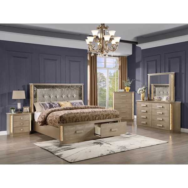 Brooklyn Modern Style 4PC/5PC Upholstery Bedroom Set Made with Wood ...
