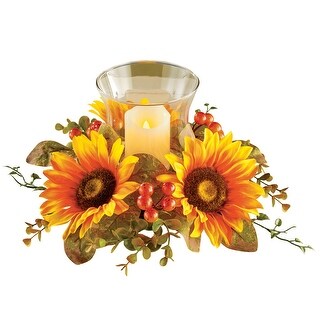 Vibrant Sunflower & Berries Arrangement Hurricane - 10 x 6 x 10 - Bed ...