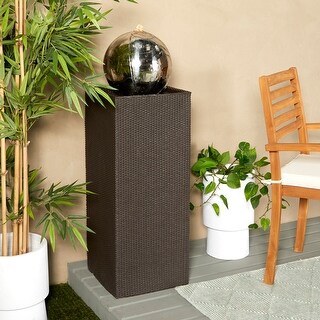 Black Fiberglass Fountain with LED Light - On Sale - Bed Bath & Beyond ...