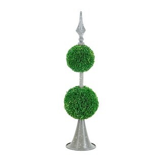 Artificial Two-Tiered Boxwood Topiary Sphere on Metal Spire - 26.5 ...