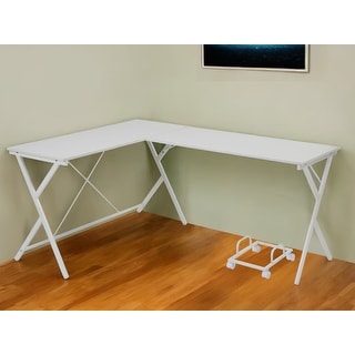 62" White L Shape Computer Desk - Bed Bath & Beyond - 41593080