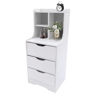 33 Inch High White Nightstand W/Storage Shelf Bedroom Nightstand ...