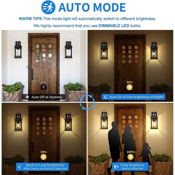Motion sensor detective outdoor wall lights antique aluminum dusk to ...