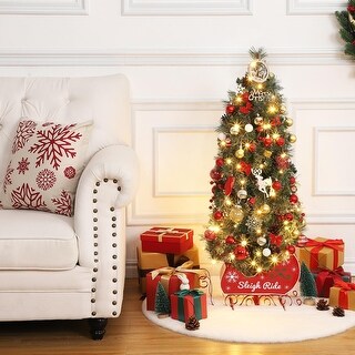 Slim 4.5ft Pre-Lighted Artificial Christmas Tree Snowmobile Base - Bed ...