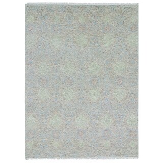 Shahbanu Rugs Green Hand Knotted Tone on tone Obscured and Subtle ...