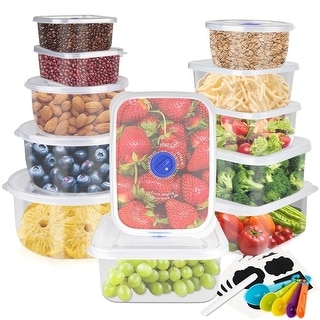 24-Piece Food Storage Container Set with Lids - BPA-Free, Leakproof ...