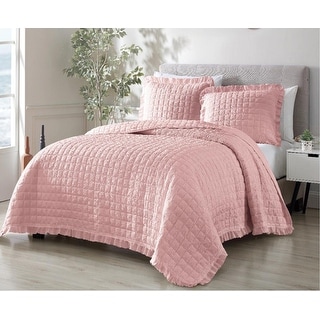 Bolla Ruff Washed Quilt Set Blush - Bed Bath & Beyond - 39289390