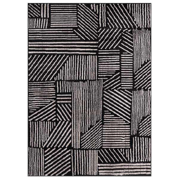 World Rug Gallery Contemporary Boho Stripes Black Area Rug - On Sale ...