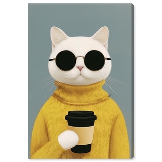 Cool Cat Pet Wall Decor Wrapped Canvas Print by Art Remedy - Bed Bath ...