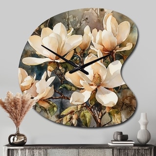 Designart - Cream Magnolia Symphony - Magnolias Large Wall Clocks ...