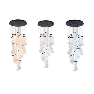 8-Light Satin Black Chandelier With Acrylic Crumbled Sheet Pendants ...