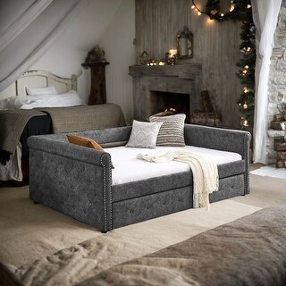 Full Daybed & Twin Trundle Daybed with Trundle Upholstered Tufted Sofa ...