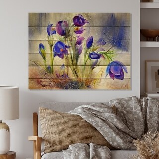 Designart 'Beautiful Blue Spring Flowers' Traditional Wood Wall Art ...