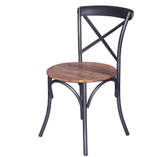 19 Inch Industrial Dining Accent Chair with Mango Wood Seat, Open X ...