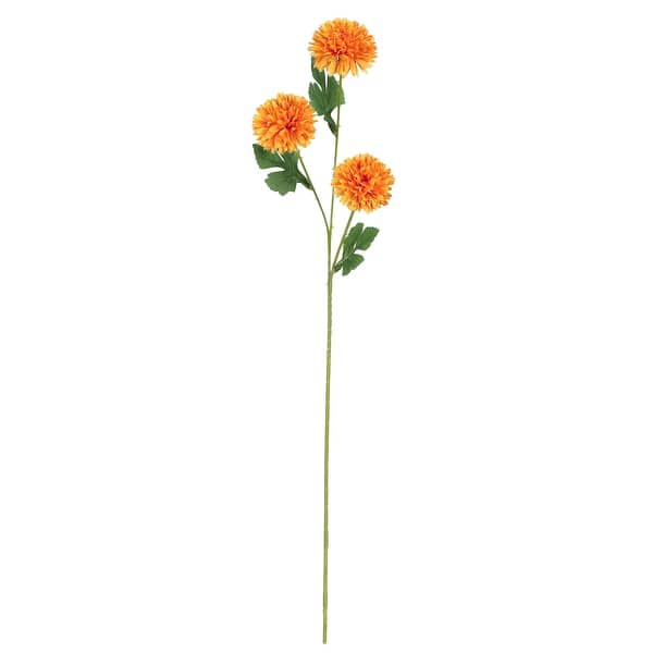 Set of 6 Orange Artificial Pom Pom Mum Flower Stem Spray 26in - 26" L x ...