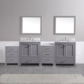 BATHLET 100" Marble Stone Combine Bathroom Vanity - Bed Bath & Beyond ...
