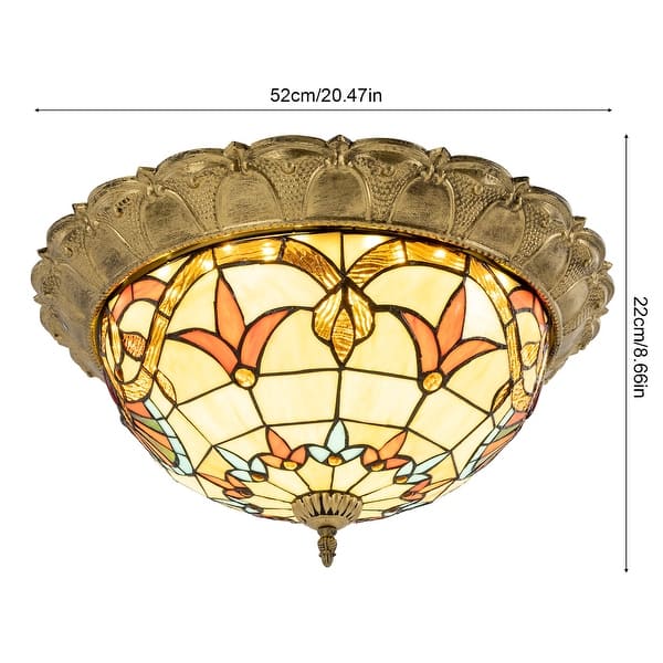 Flush Mount Ceiling Light 20.47 Inch Stained Glass Ceiling Light - Bed ...