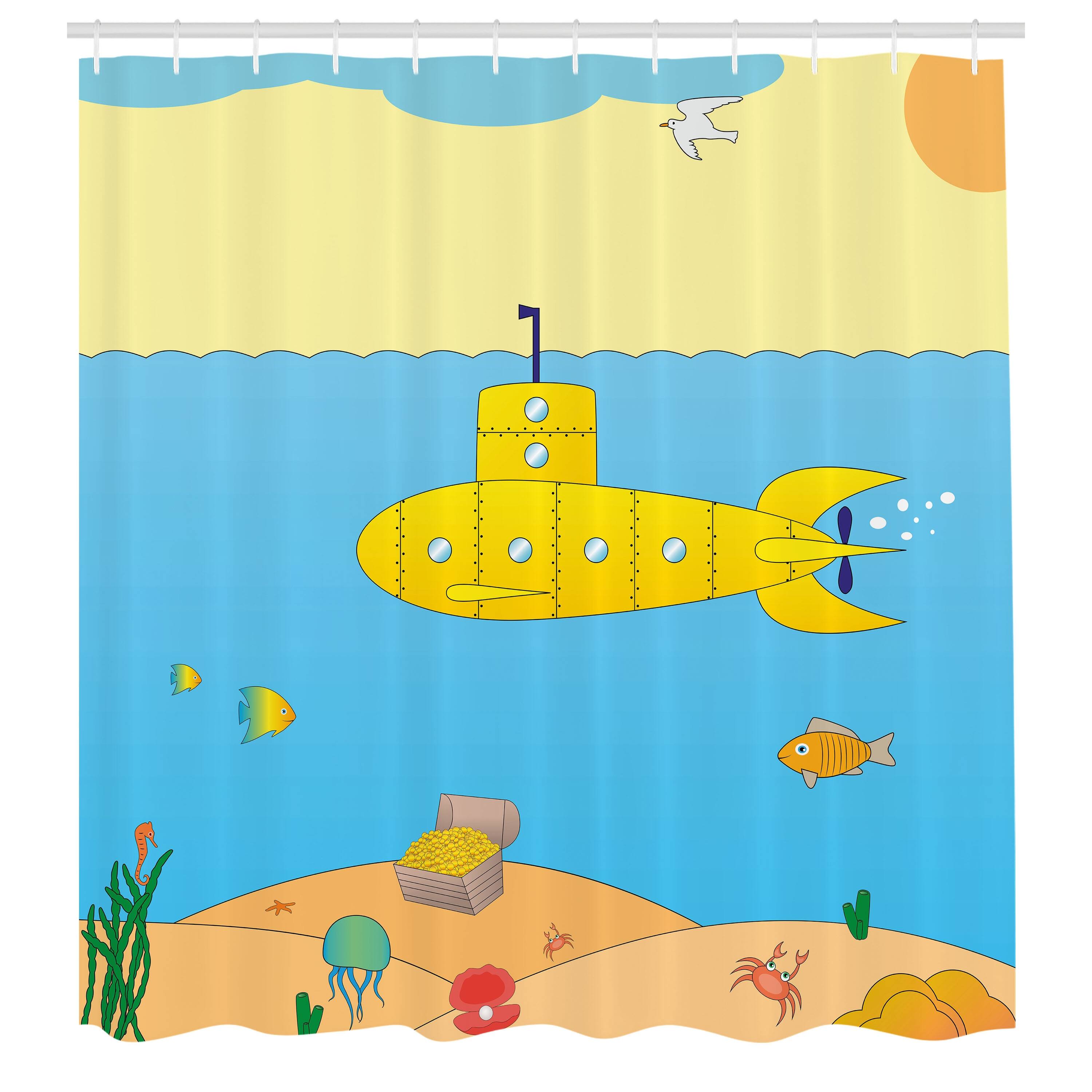 Ambesonne Yellow Submarine Shower Curtain Cloth Fabric Bathroom Decor