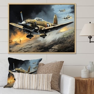 Designart "Old Military Plane During Wwii II" Military Framed Canvas ...
