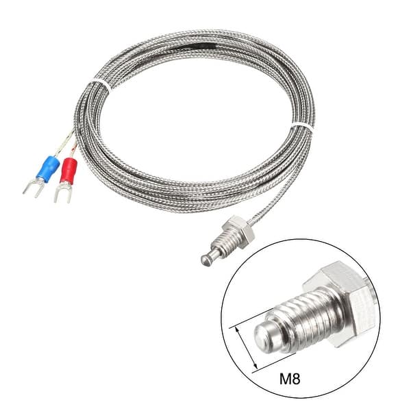 K-Type Thermocouple Temperature Sensors M8 Thread Probe w 3M Wire 2pcs ...